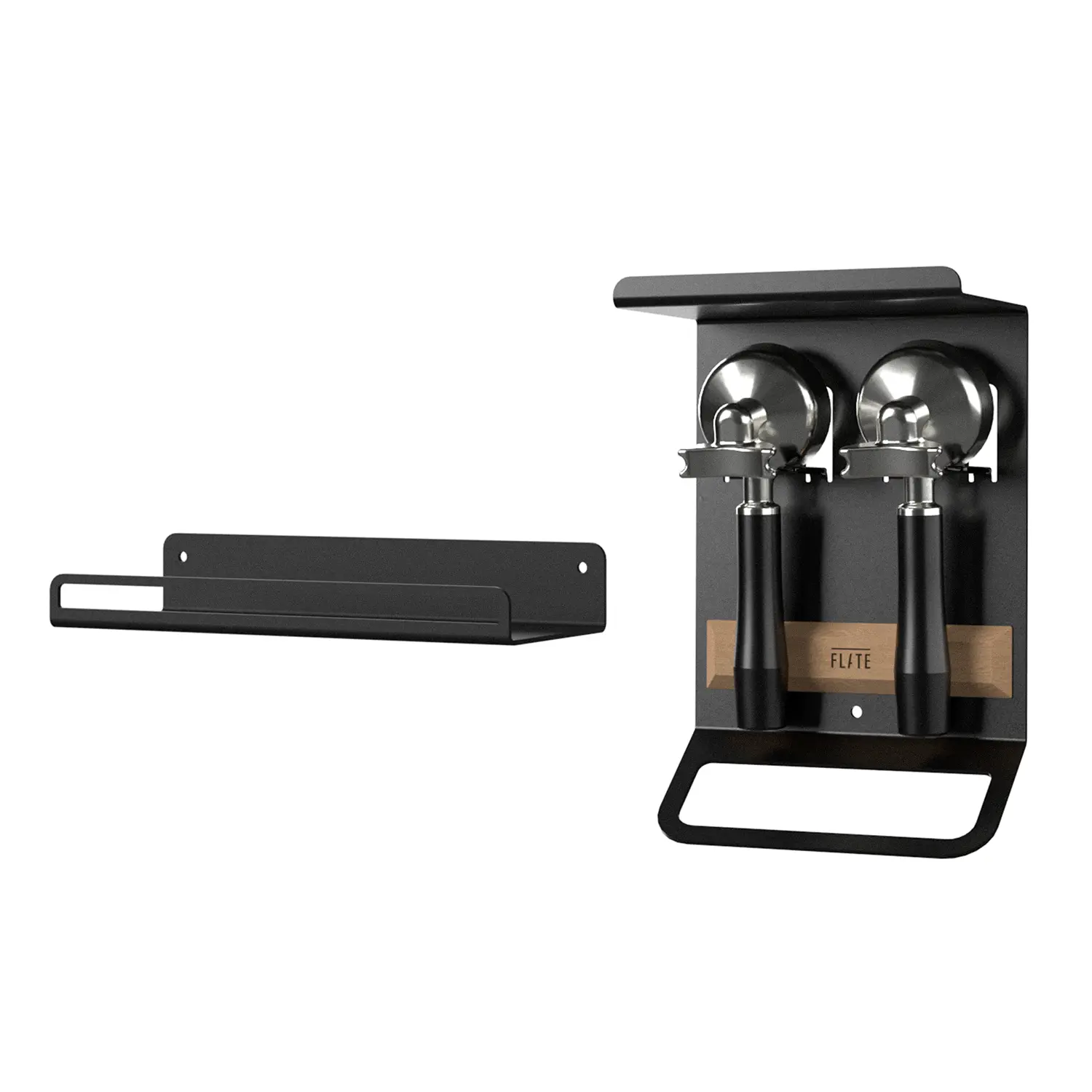 FLATE® Barista Rack Mini + Universal Shelf Bundle (Schwarz)