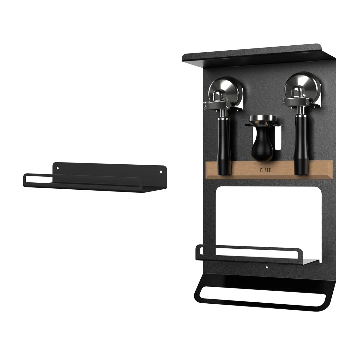 FLATE® Barista Rack + Universal Shelf Bundle (Schwarz) - FLATE® Store